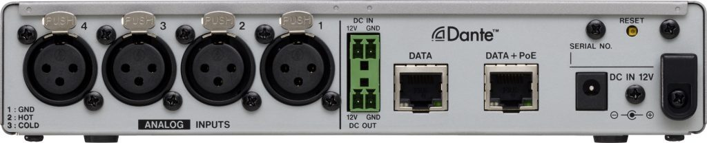 4-Channel Mic / Line Input Dante Converter with built-in DSP Mixer Tascam