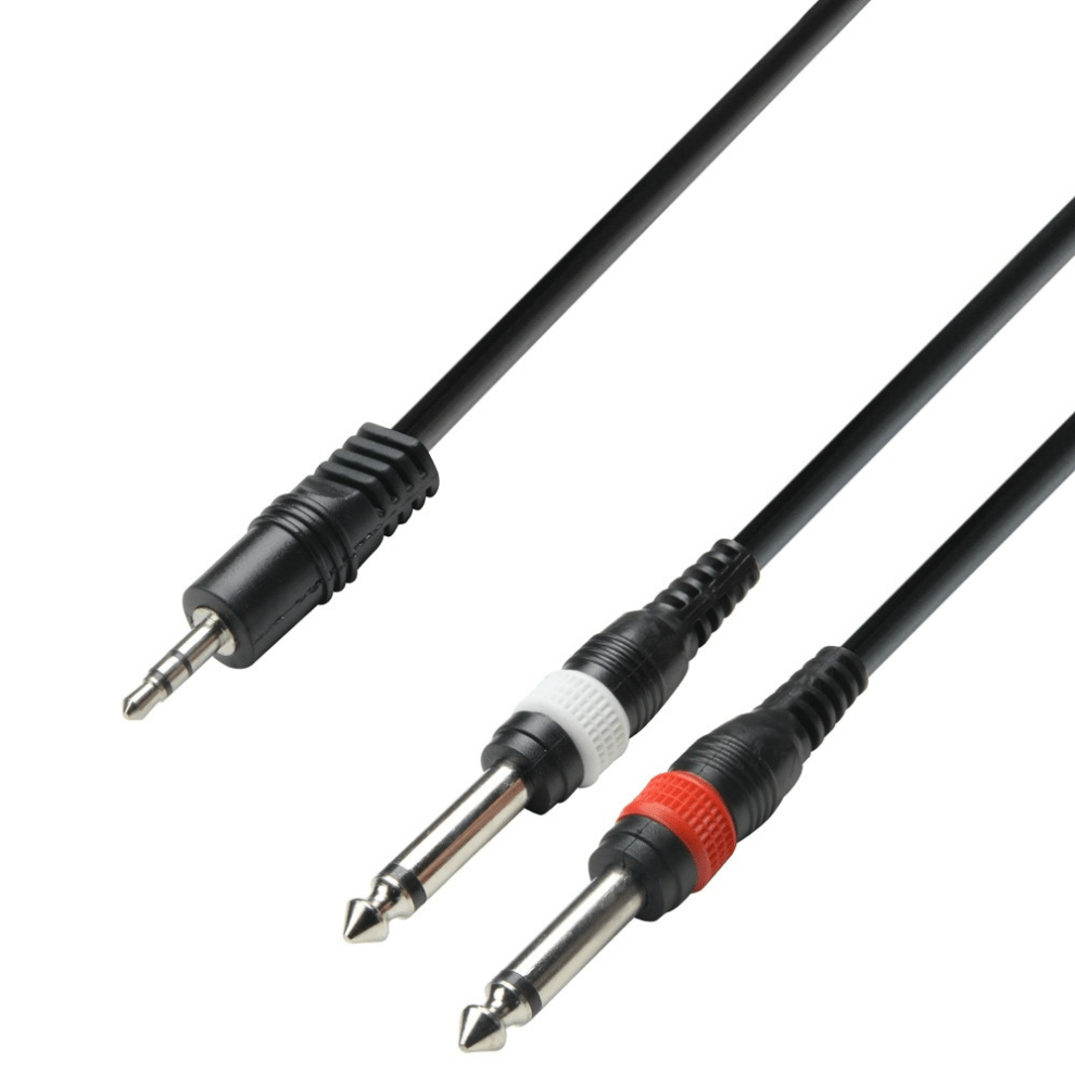 AUX Audio Cable 3.5 mm Jack stereo to 2 x 6.3 mm Jack mono 3 m